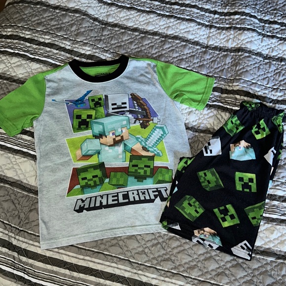 Minecraft | Pajamas | Minecraft Mojang Kid Boy Youth Short Sleeve ...
